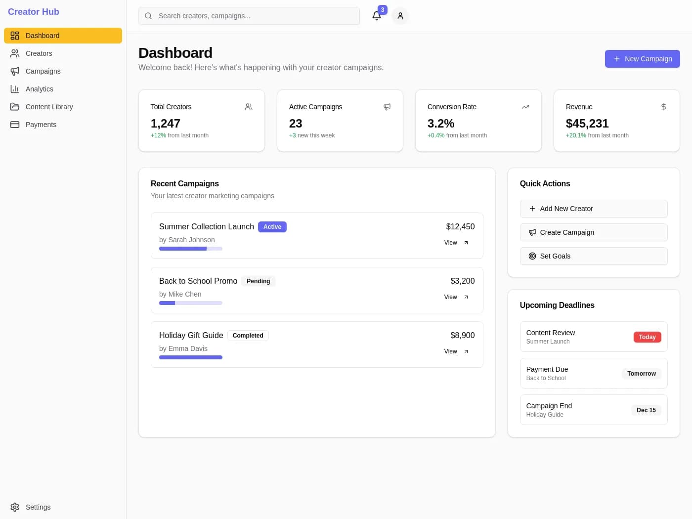 Creator Management Platform for Affiliate & UGC Campaigns