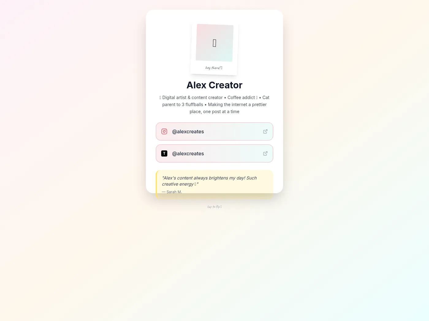 Creator Mini Bio Web Card