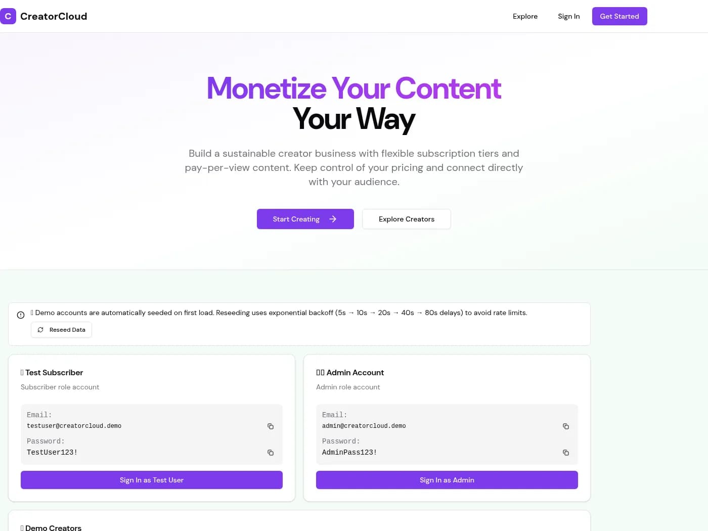 CreatorCloud: Mobile-First Subscription Content Platform with PPV and Advanced Moderation