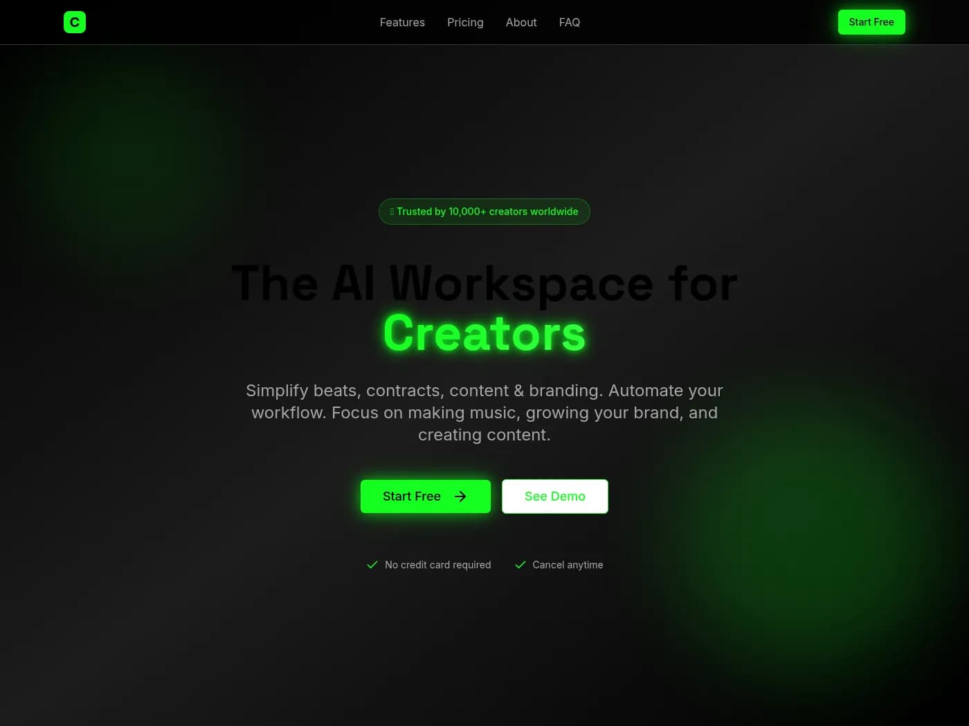 Creators Hub Marketing Website & Landing Page
