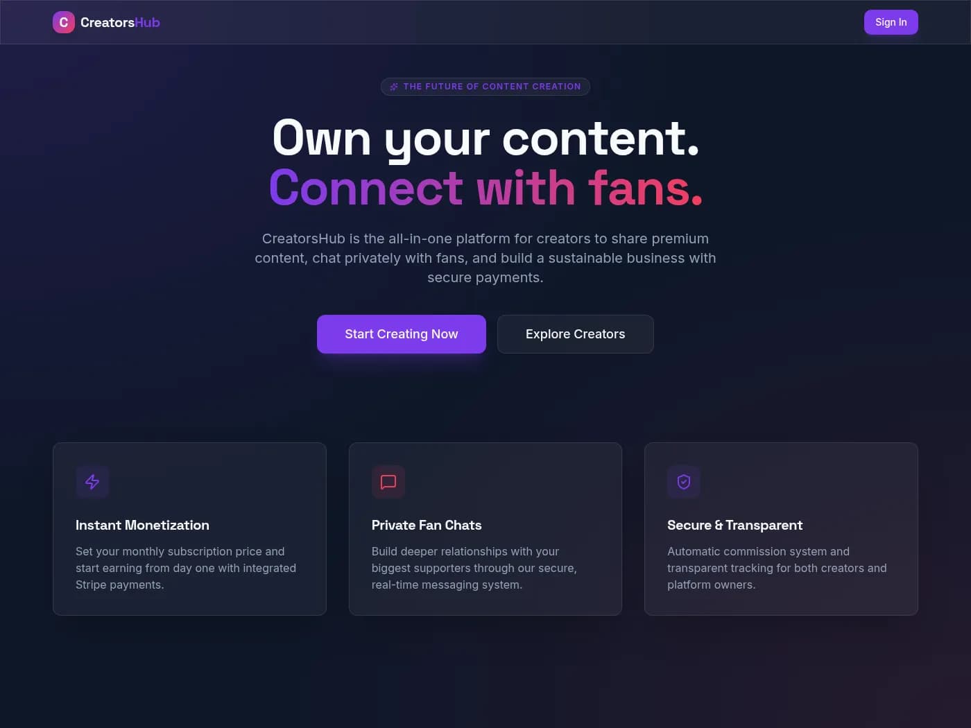 CreatorsHub Admin Panel