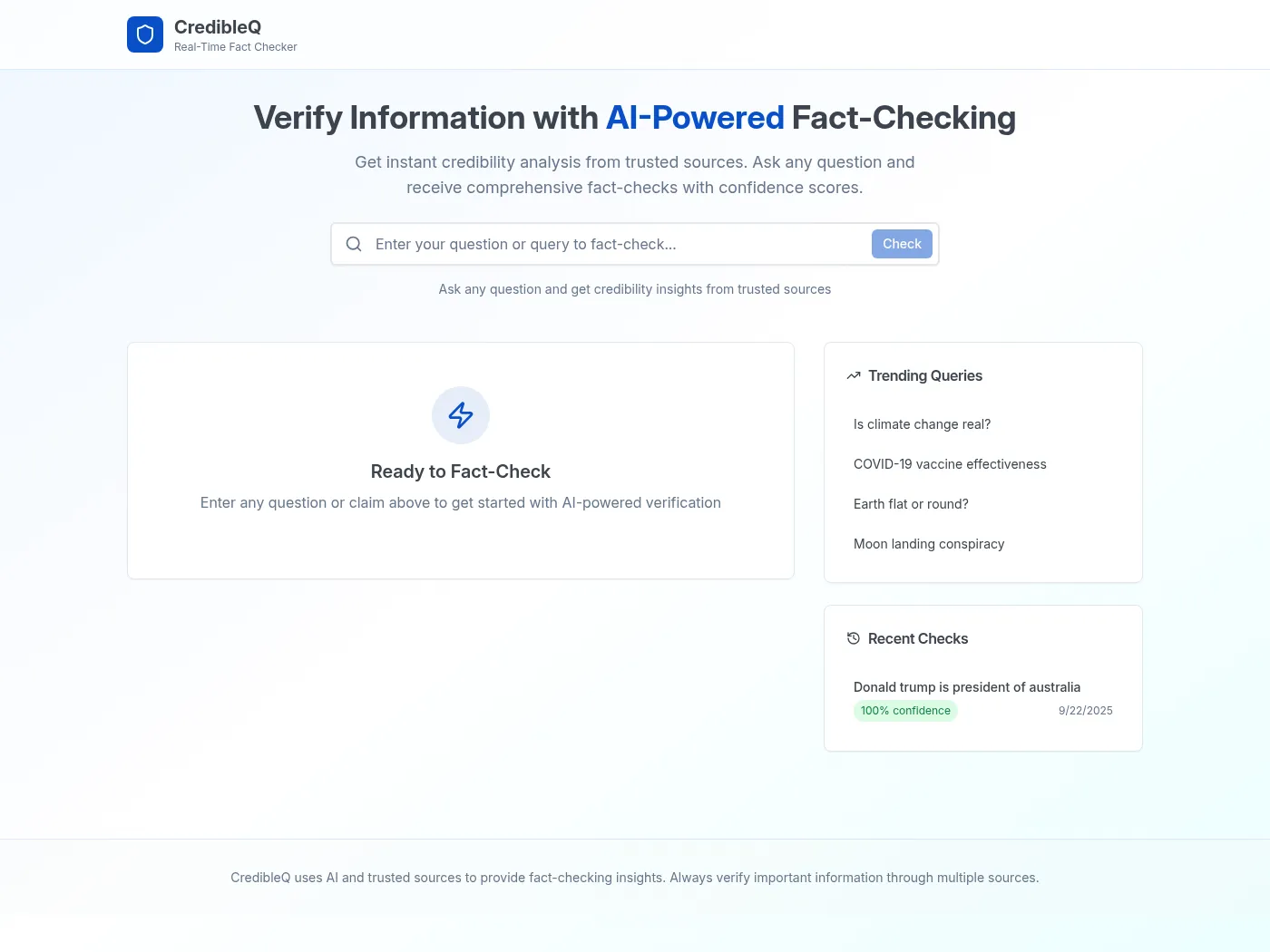 CredibleQ: Real-Time Fact Checker and Query Analyzer