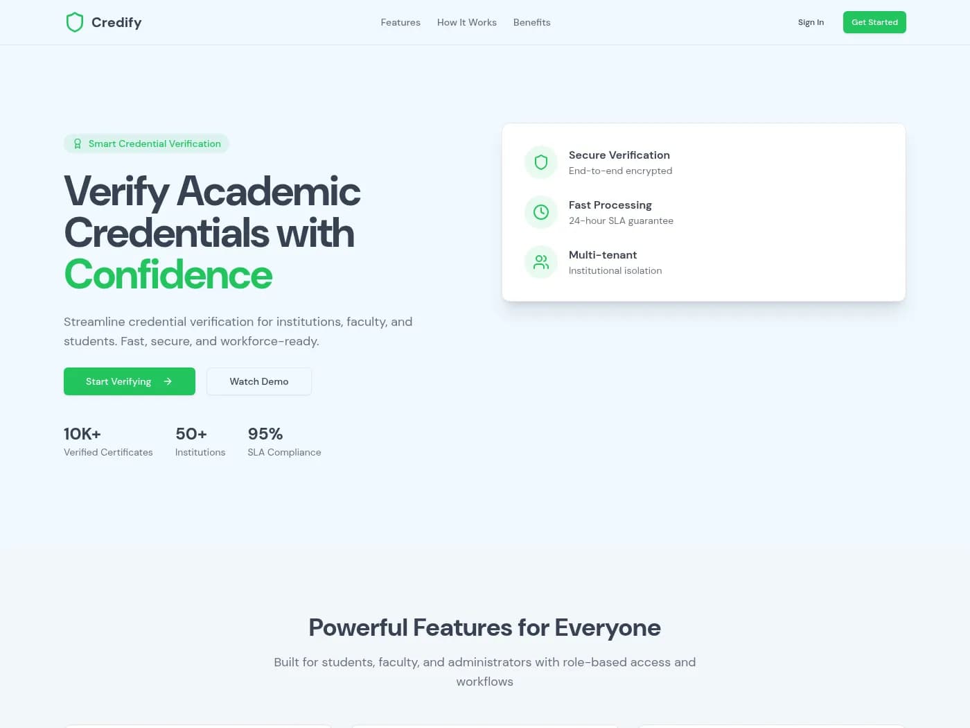 Credify Web App – Smart Credential Verification & Workforce Readiness Platform