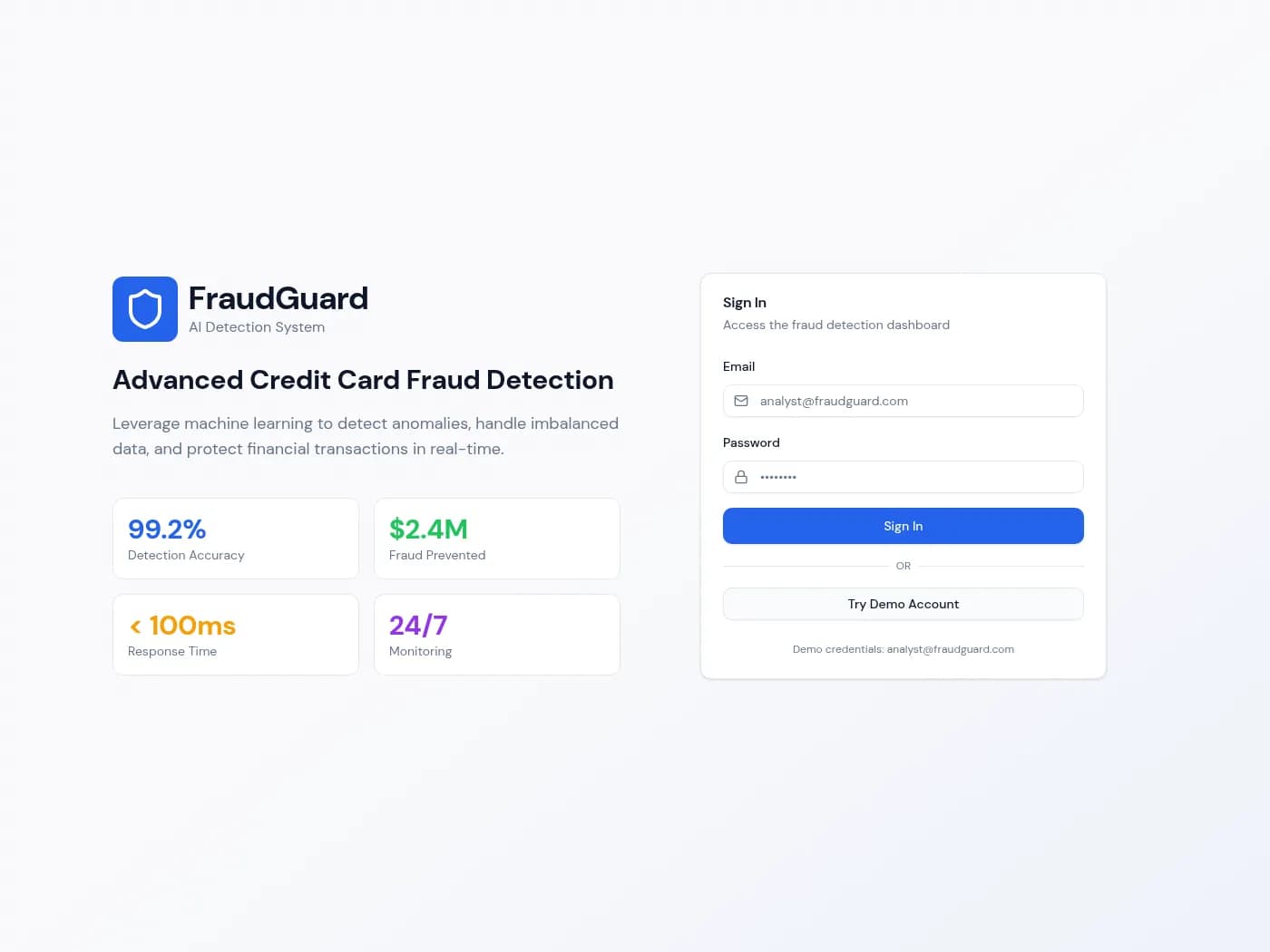 Credit Card Fraud Detection System with Advanced UI/UX