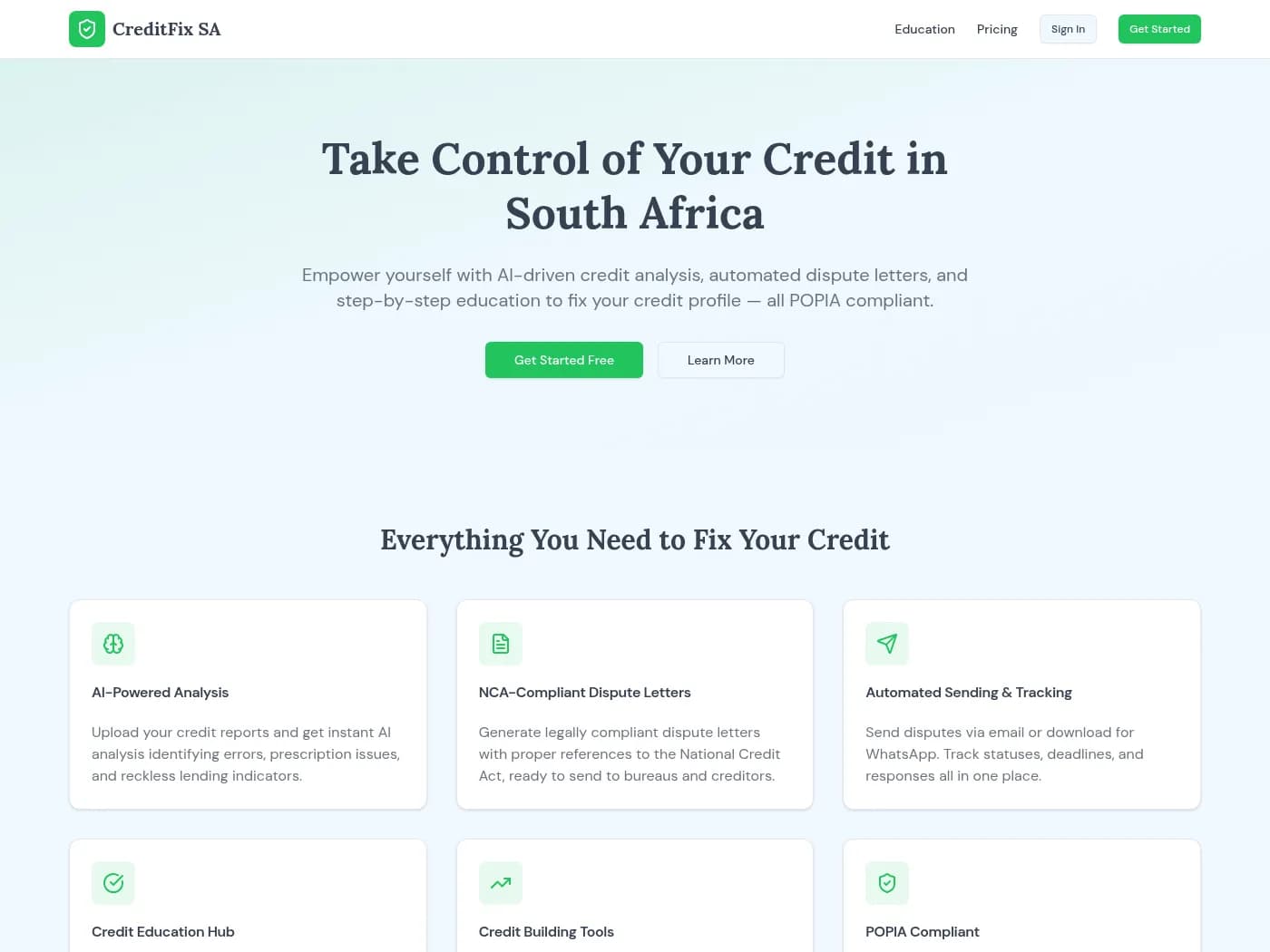 AI-Powered Credit Self-Help Platform with Automated Dispute & Education