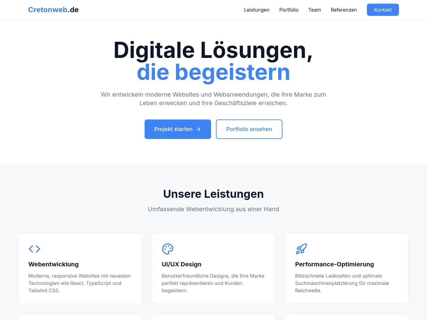 Cretonweb.de German Web Development Agency Page
