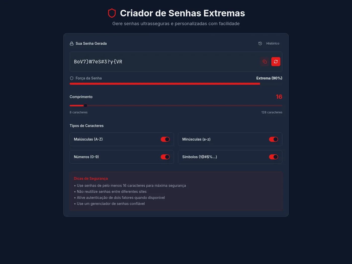 Criador de Senhas Extremas