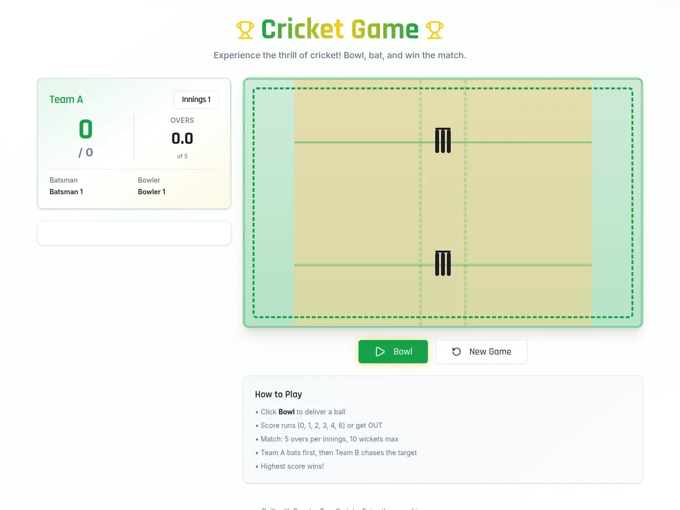 Cricket Game Simulator