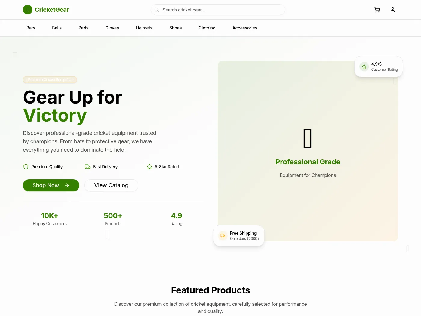 Cricket Gear E-Commerce Platform
