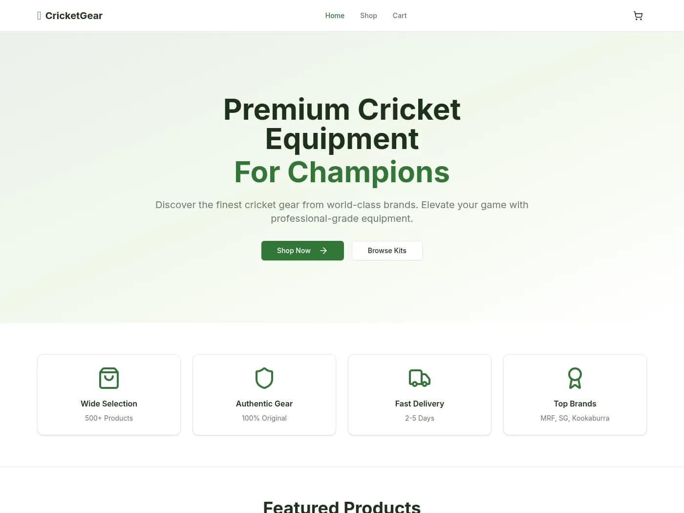 CricketGear Shop – Interactive E-Commerce Platform for Cricket Lovers