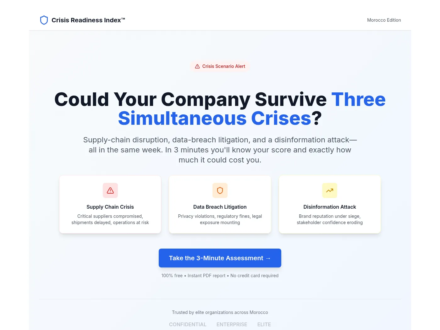 Crisis Readiness Index™ – Morocco Edition (Elites-Only SaaS MVP)