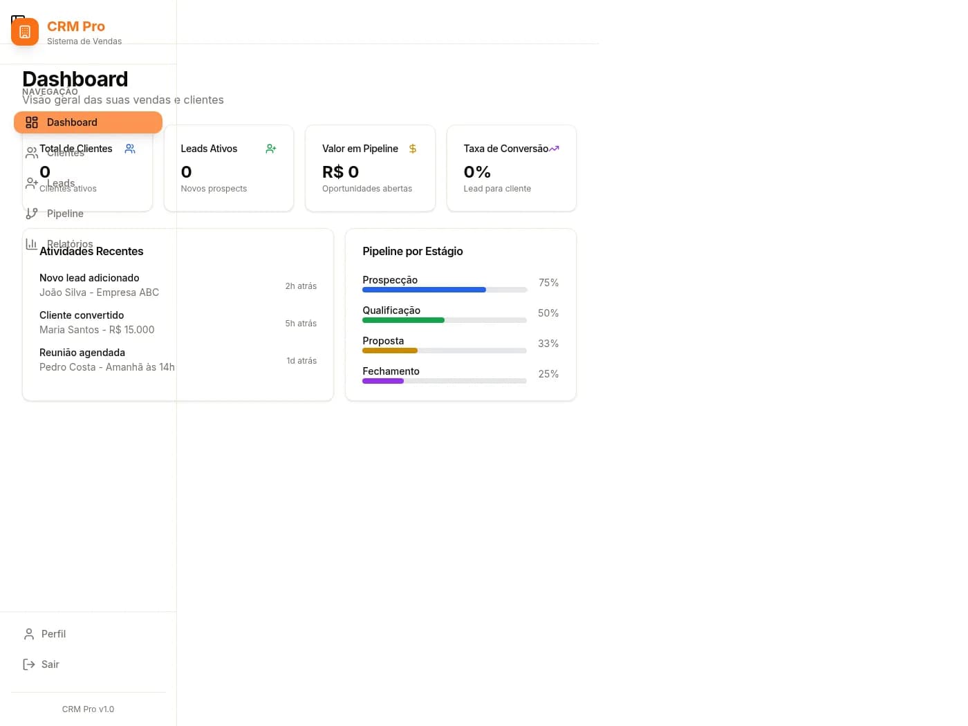 CRM de Gestão de Vendas e Carteira de Clientes
