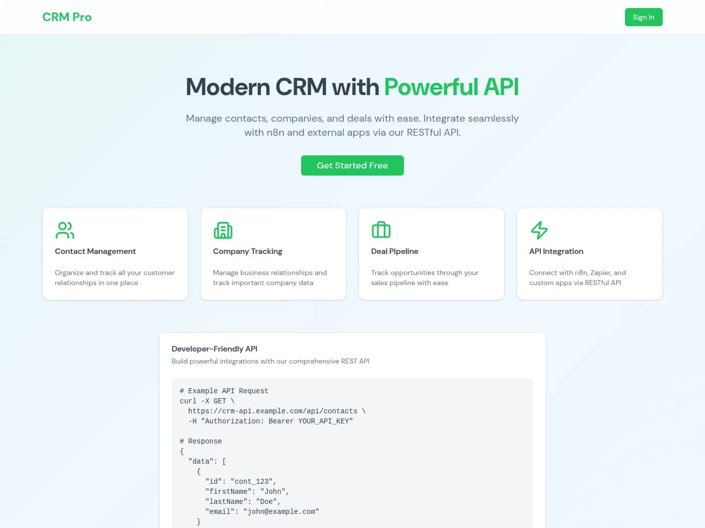 Integrated CRM Web Platform with Extensible API