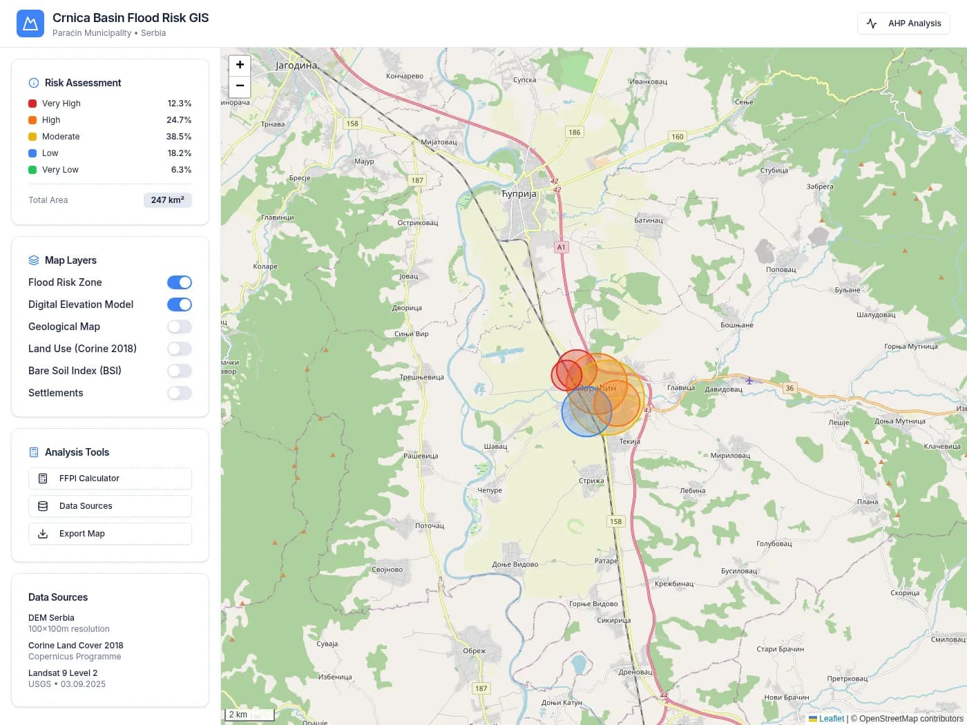 Flood Susceptibility Mapping for the Crnica River Basin Using GIS and Multi-Criteria Analysis