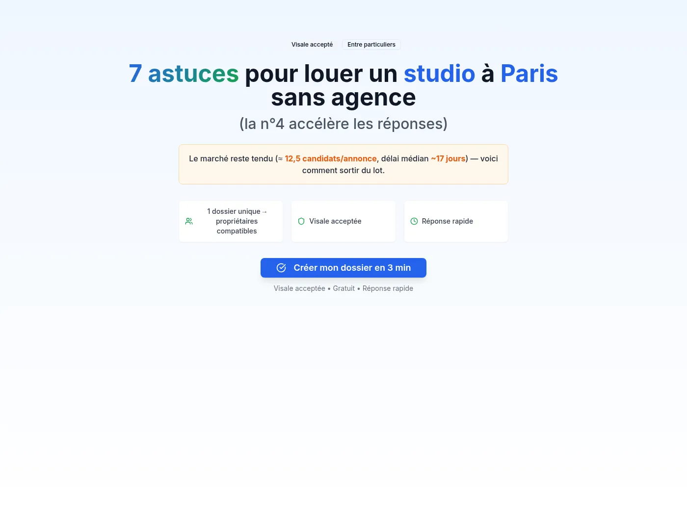Landing Page Listicle CRO-First pour Locataires sur Google Ads (Ciblage Ville+Type)