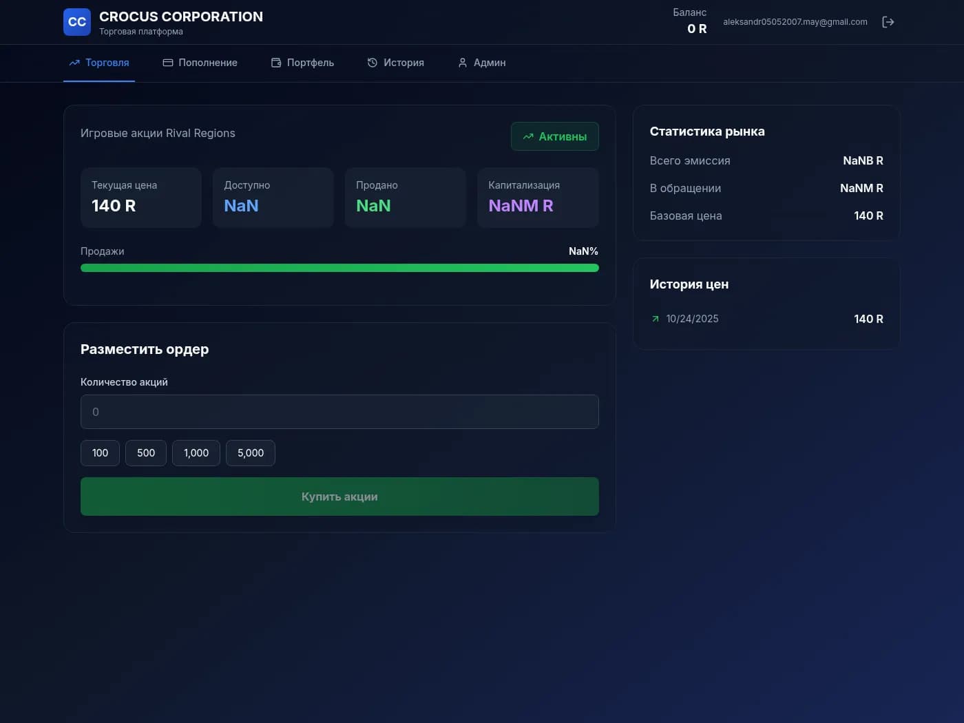 CROCUS CORPORATION Virtual Stock Purchase Interface