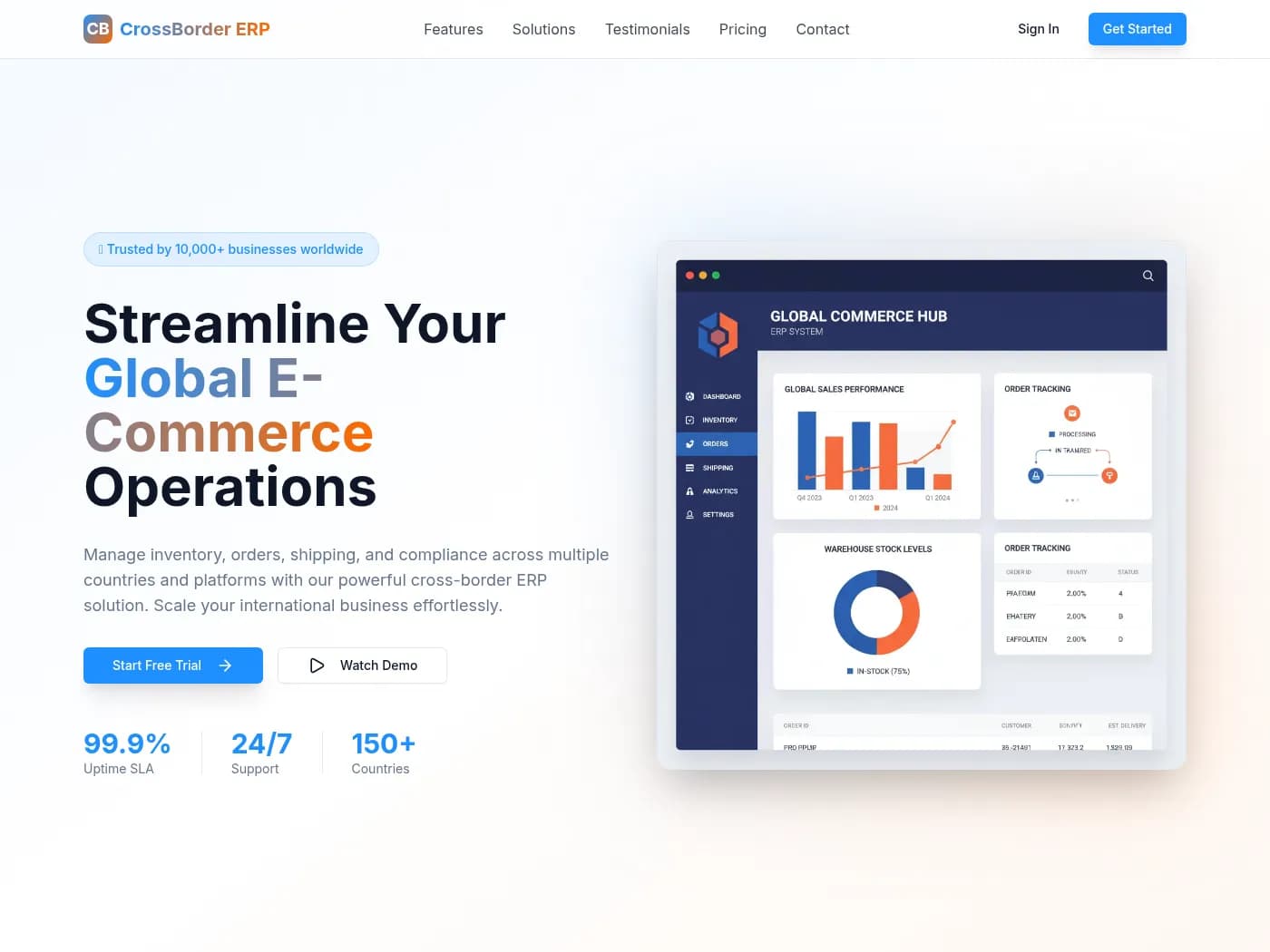 CrossBorder ERP Landing Page