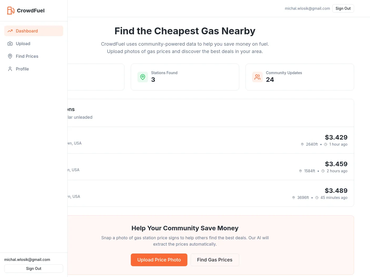 CrowdFuel: Real-Time Gas Price Comparison