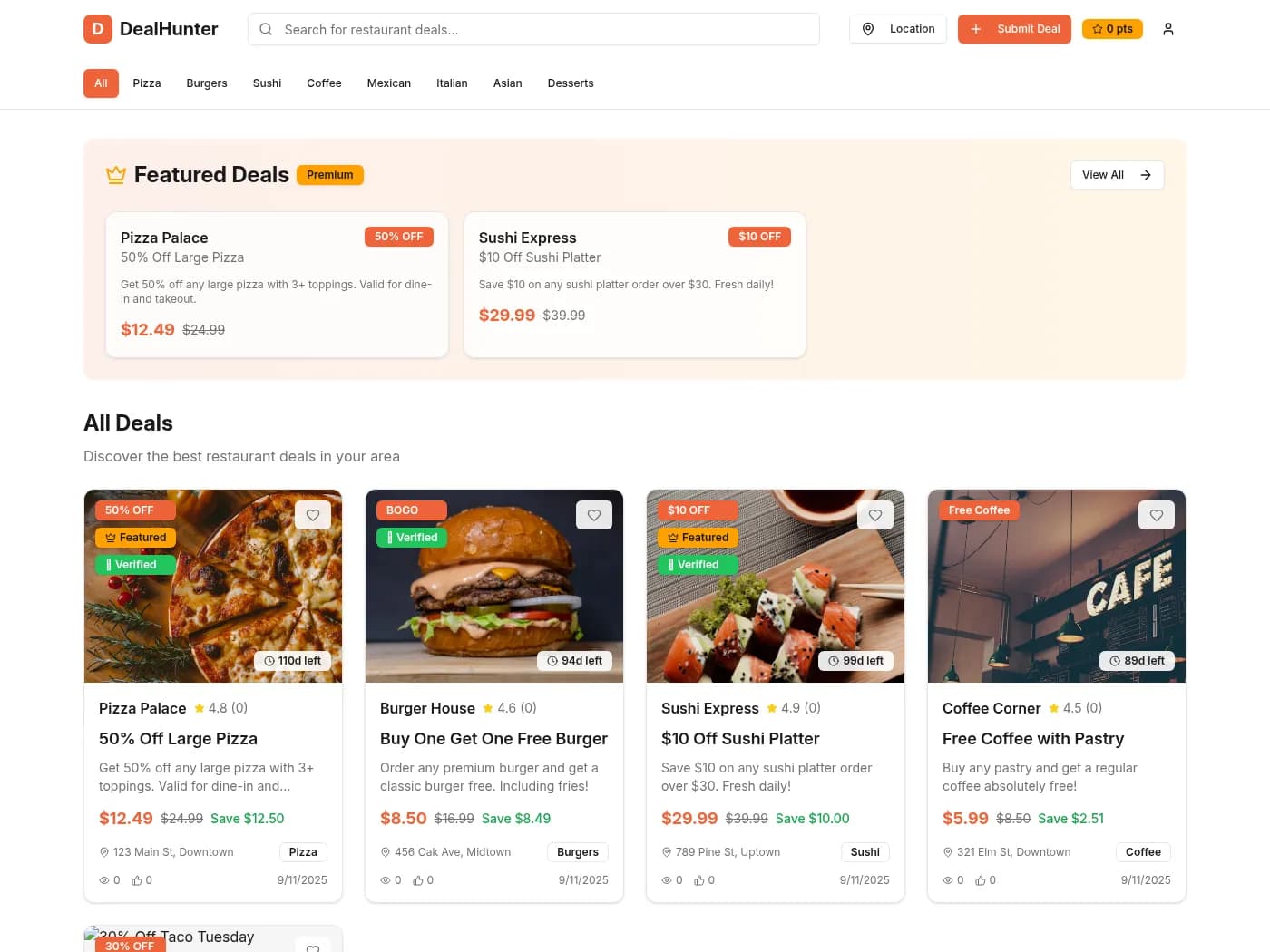 Crowdsource Restaurant Deals Directory