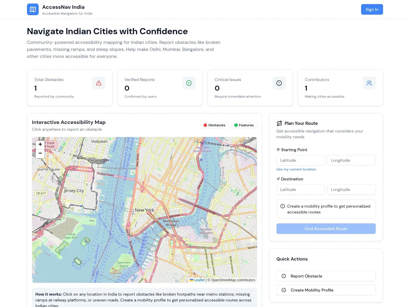 Crowdsourced Accessibility Navigator: Urban Routing for All