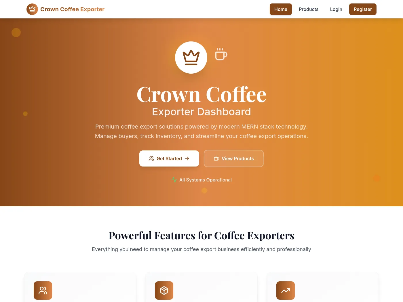 Crown Coffee Exporter Dashboard