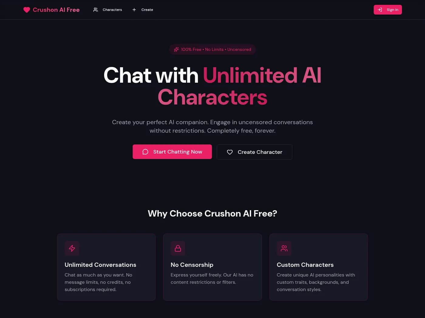 Crushon AI Free - Uncensored Conversational AI Platform