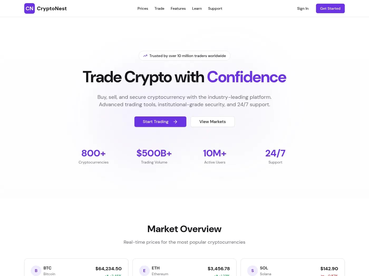 CryptoNest Exchange Platform