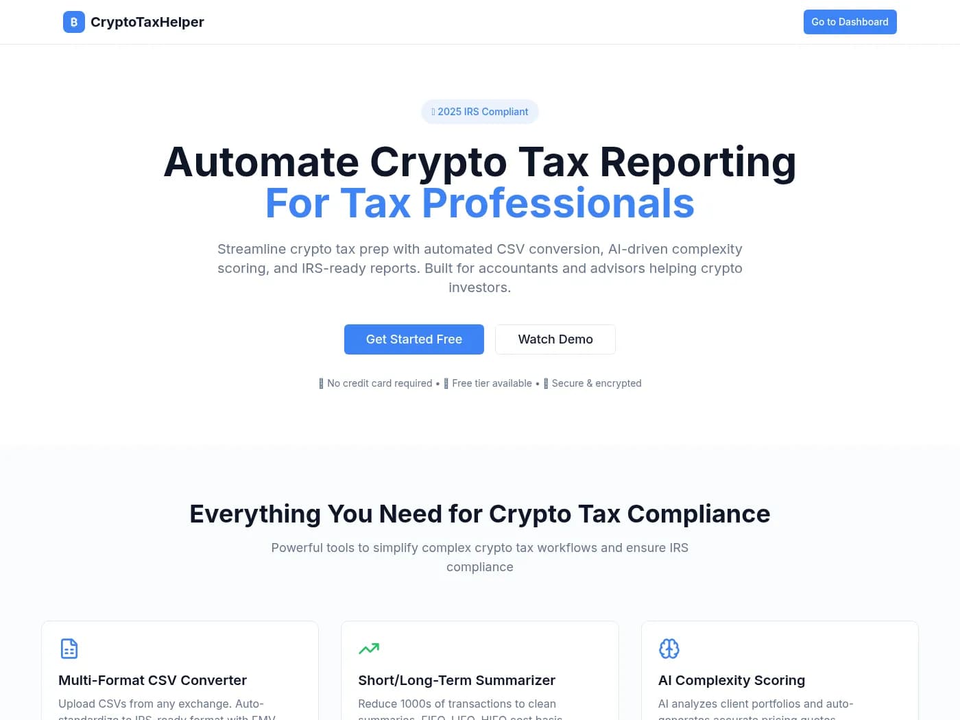 CryptoTaxHelper: Automated Crypto Tax Workflow Platform for Accountants & Advisors