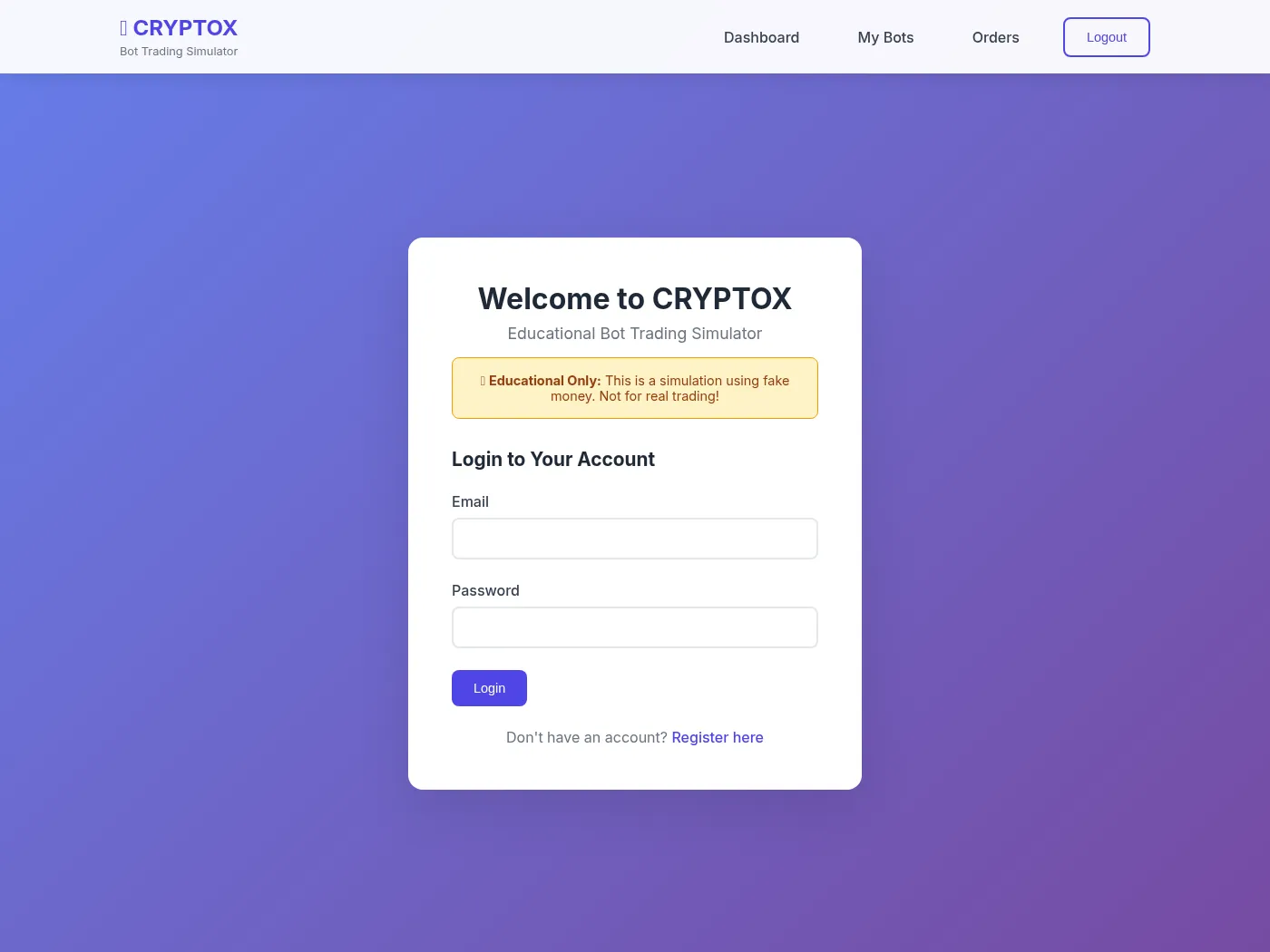 CRYPTOX: Beginner-Friendly Bot Trading Simulator (Pionex-Inspired)