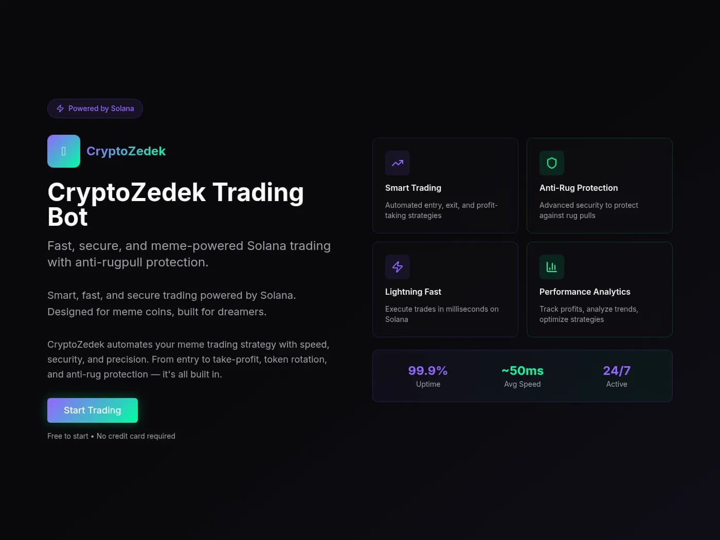 CryptoZedek – Solana Meme Coin Trading Automation Bot