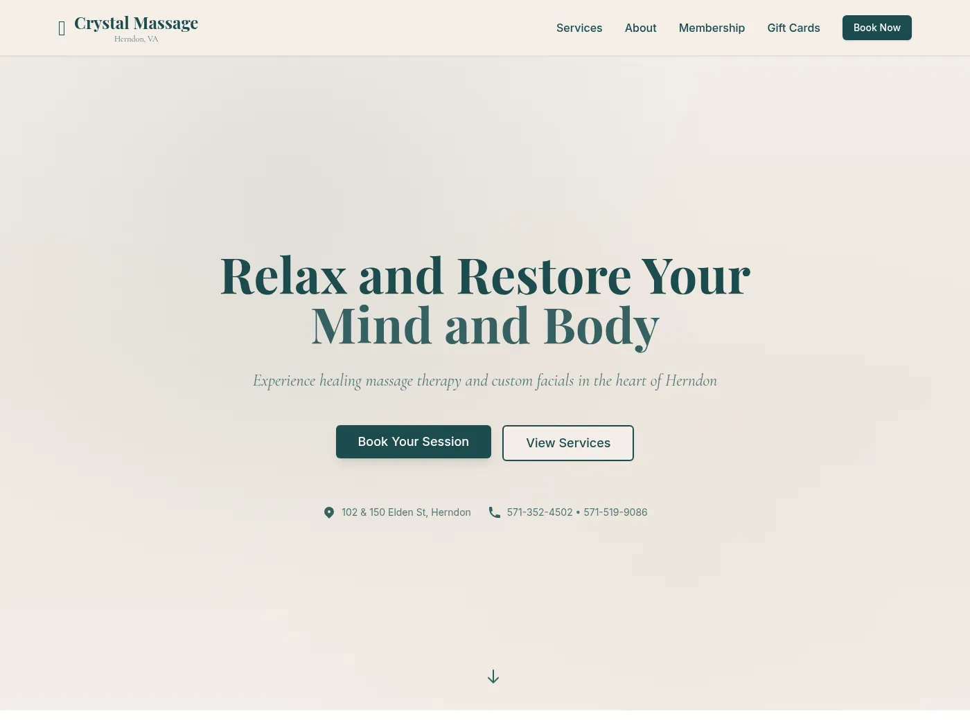 Crystal Massage Wellness Website
