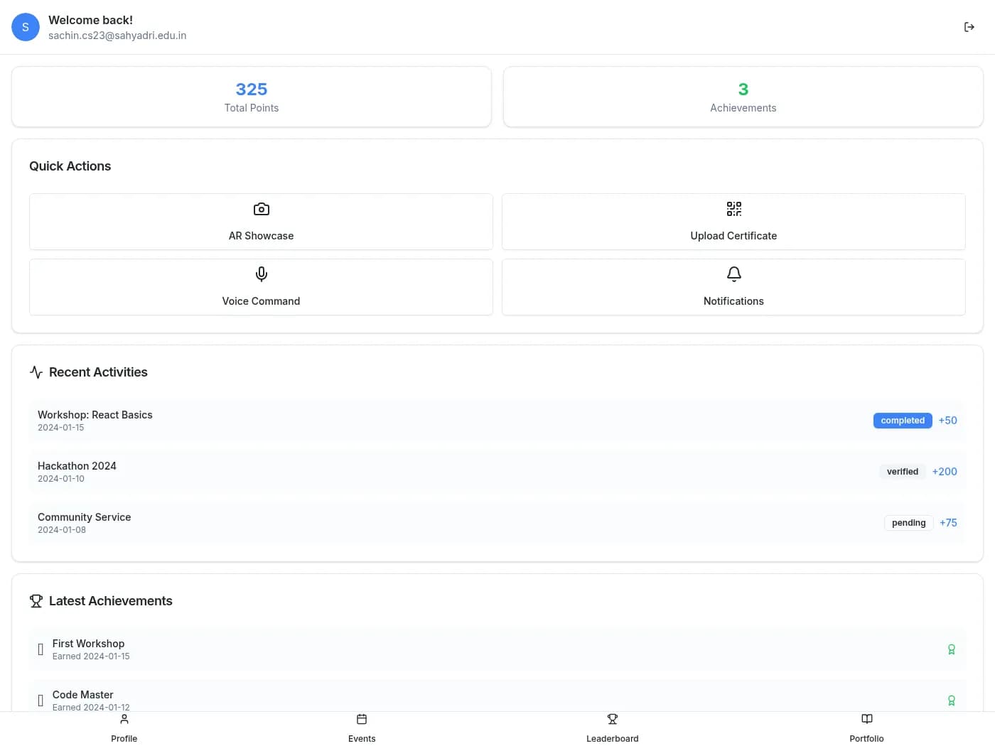 CSARP Mobile Experience: Real-Time Student Activity and Credential Platform