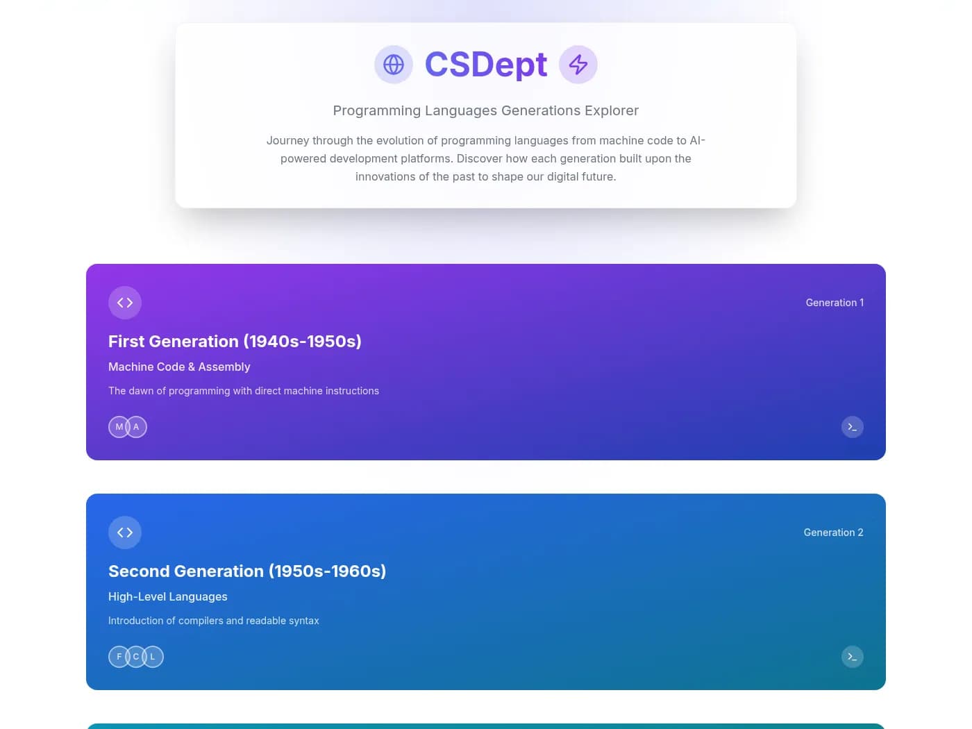 CSDept Programming Languages Generations Explorer