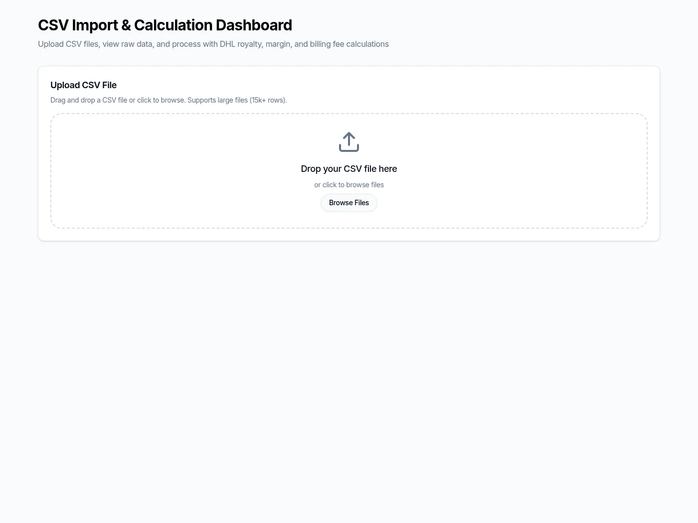 CSV Import & Calculation MVP Dashboard