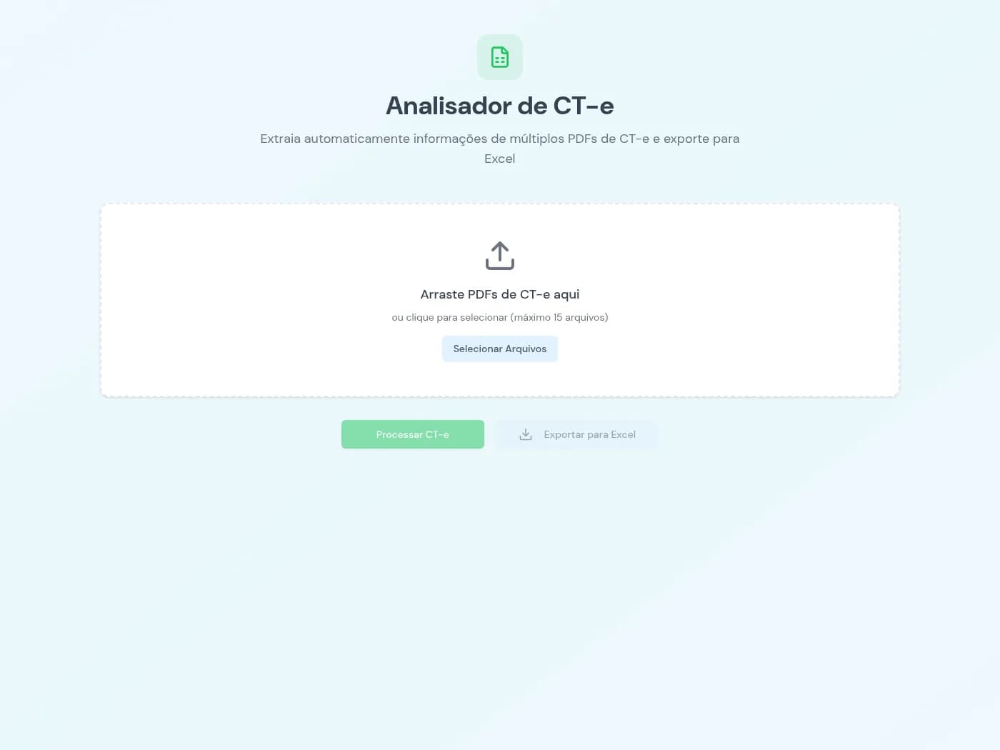 CT-e PDF Analyzer & Excel Export Tool