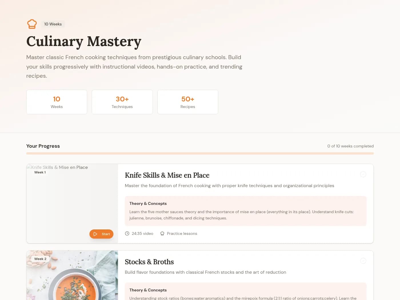 Culinary Mastery: 10-Week Classic French Cooking Course