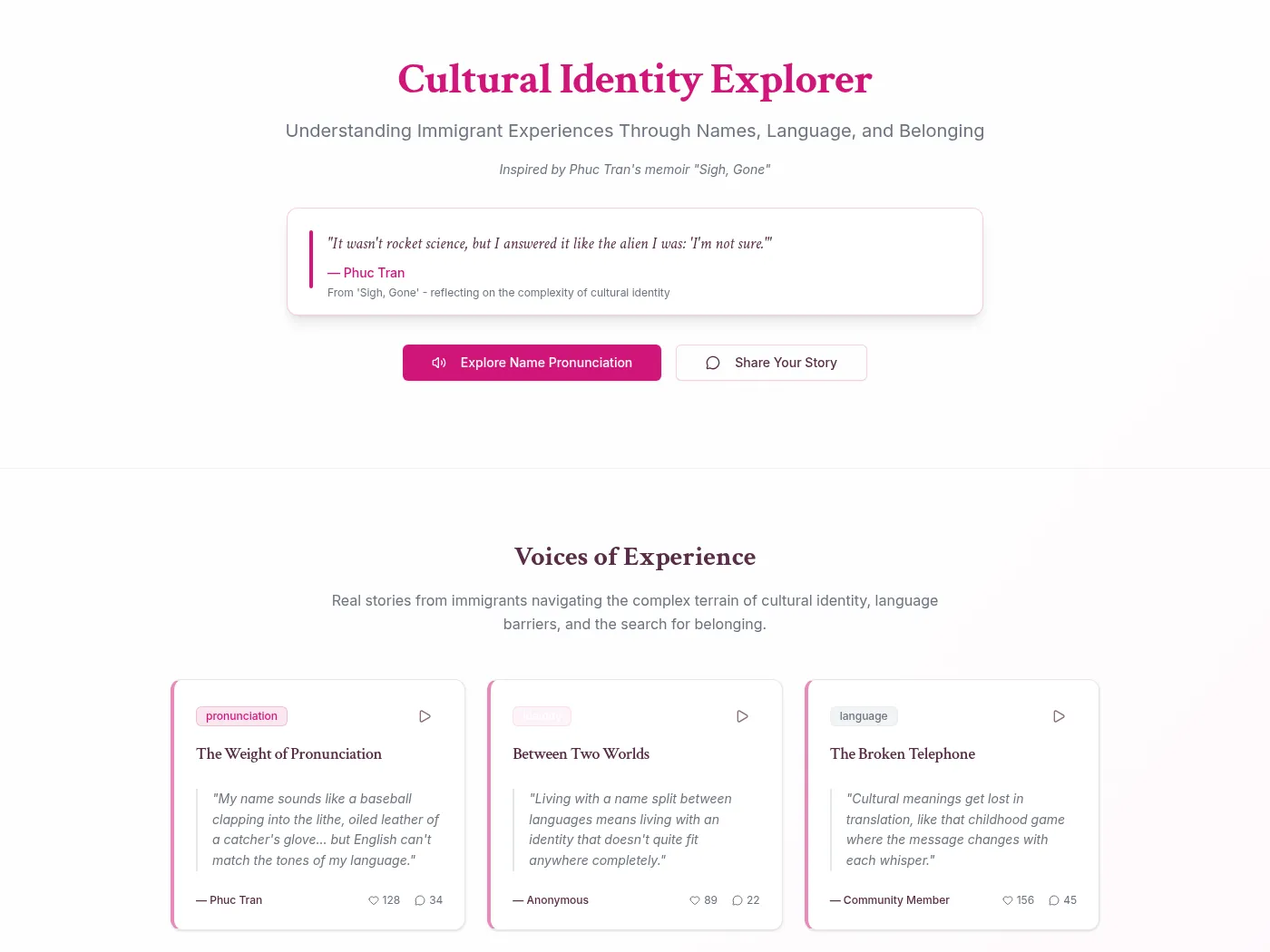 Cultural Identity Explorer: Understanding Immigrant Experiences through Names