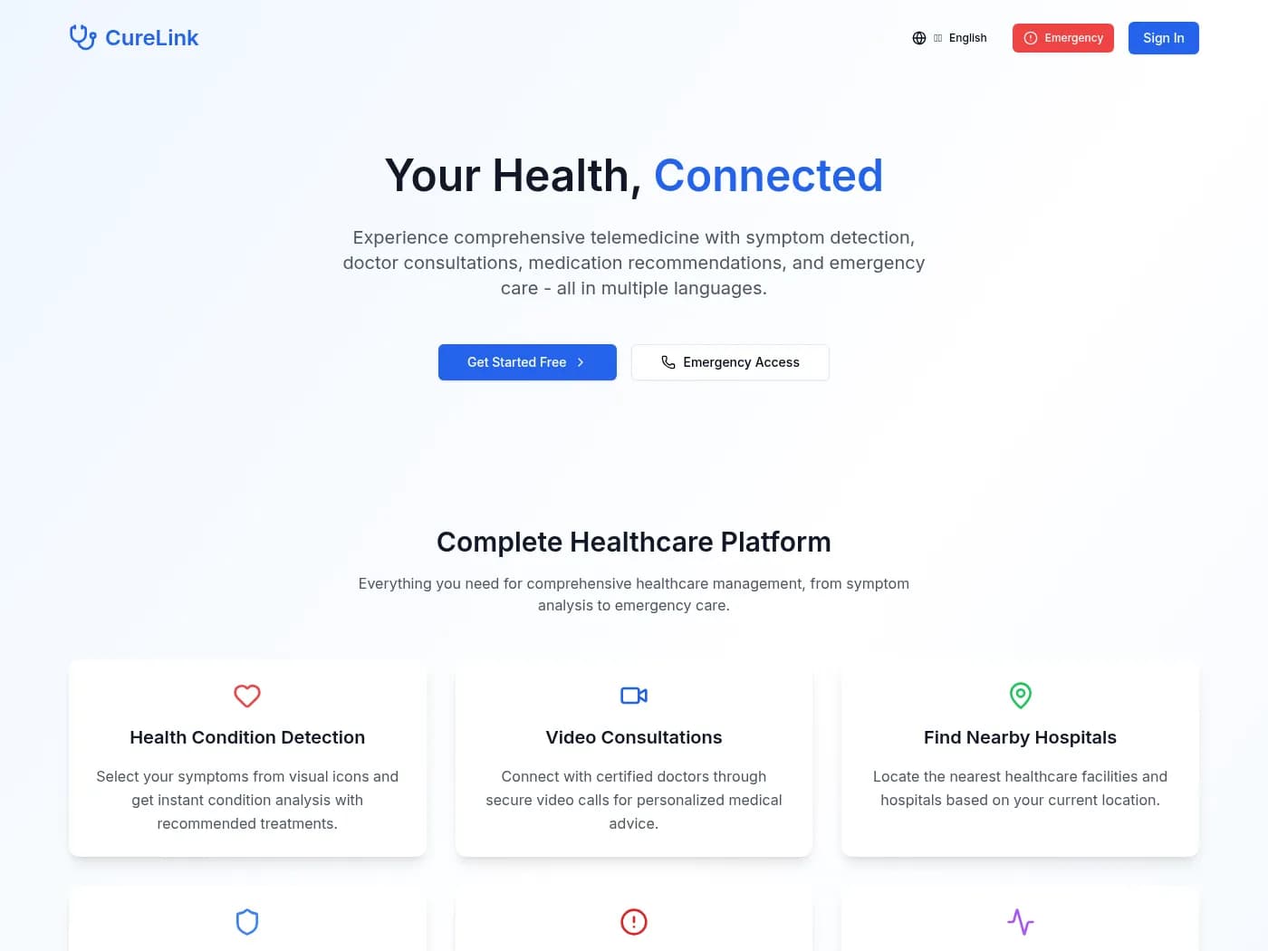 CureLink: Comprehensive Multilingual Telemedicine Platform