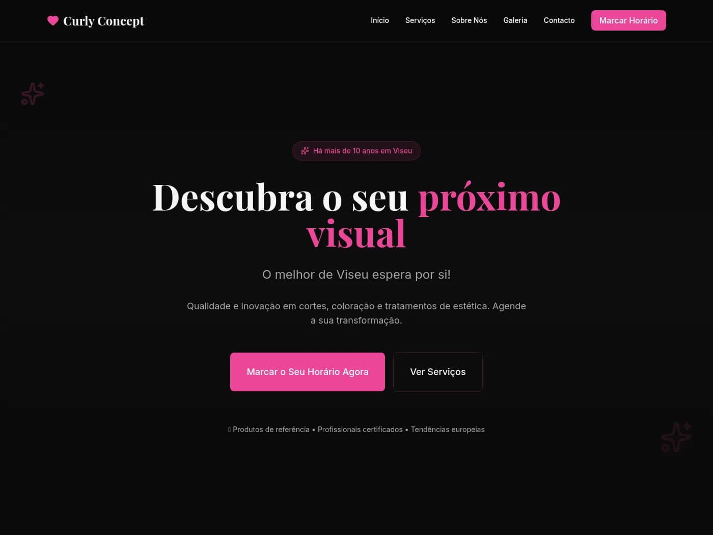 Curly Concept Natural Hair Salon Website for Viseu