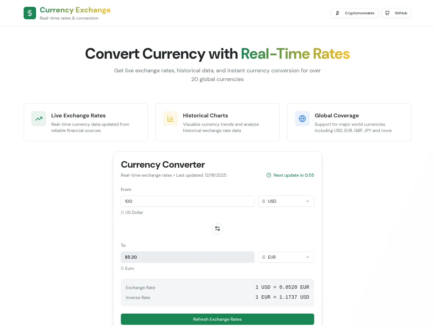 Smart Currency Converter with Real-Time Exchange Rates