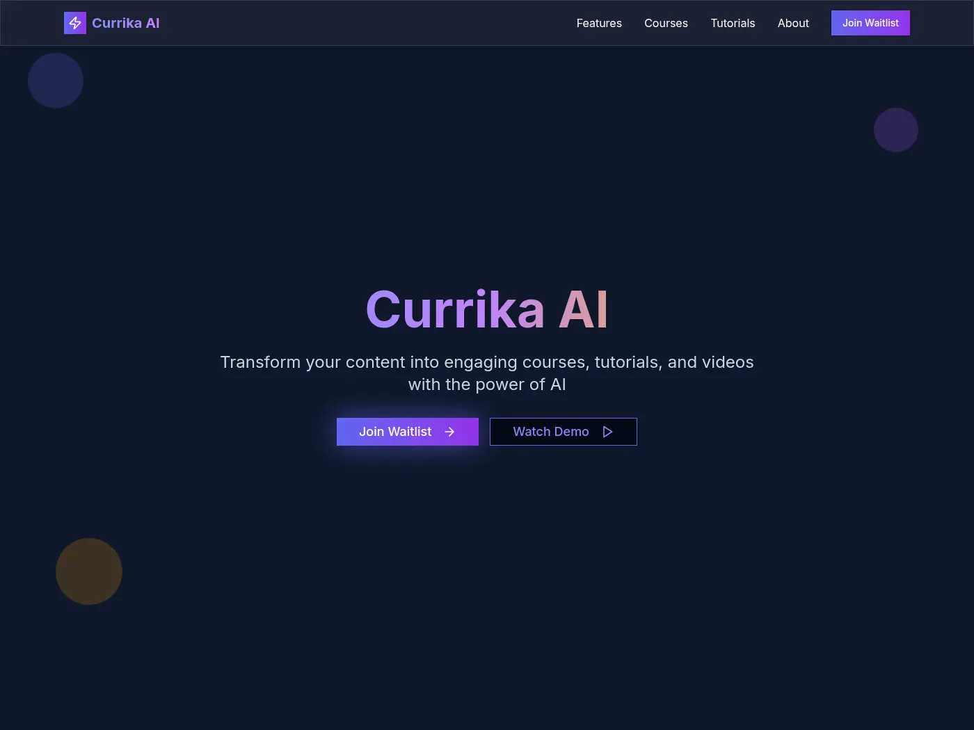 Currika AI Waitlist Website