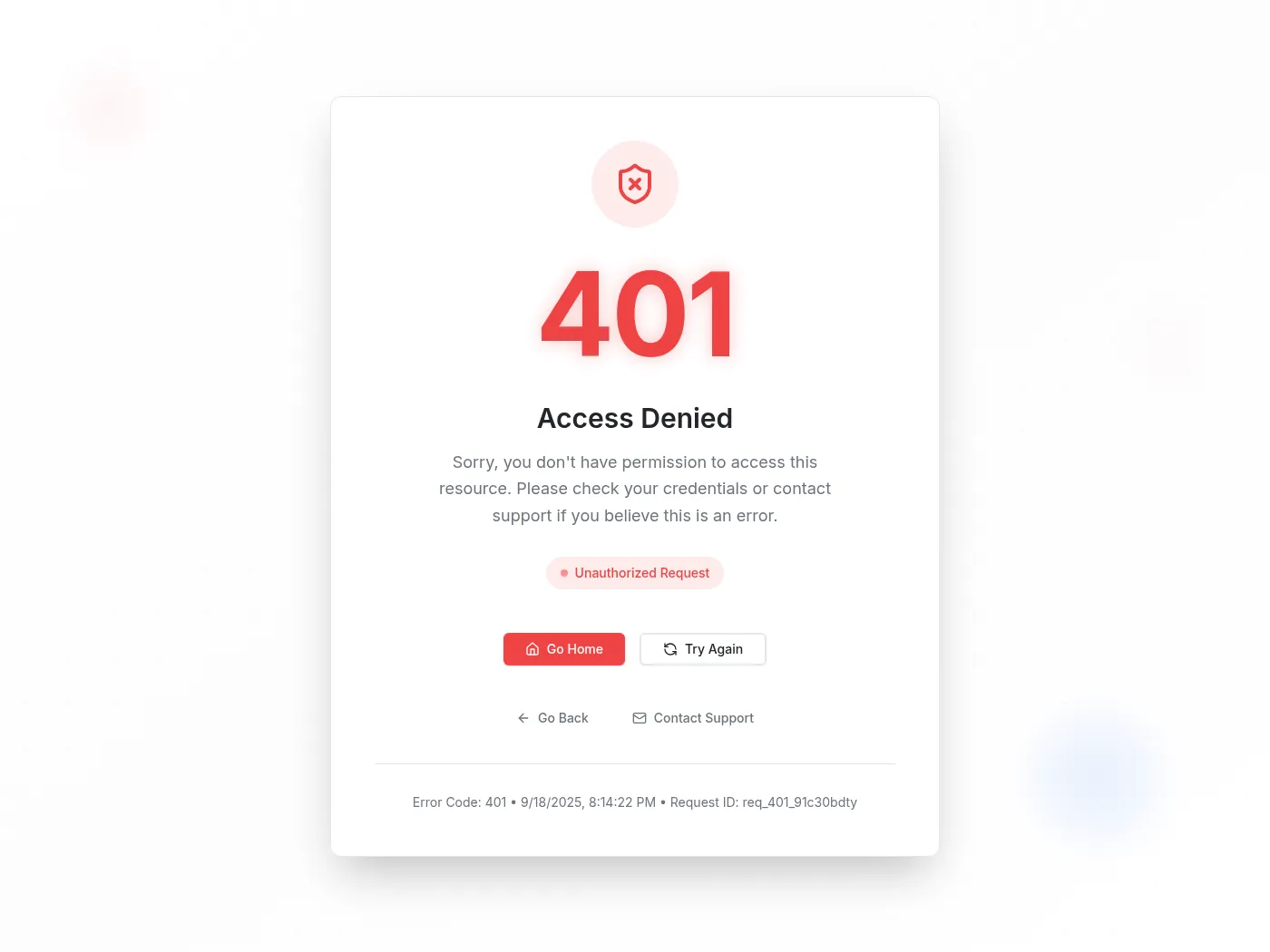 Customizable 401 Error Page