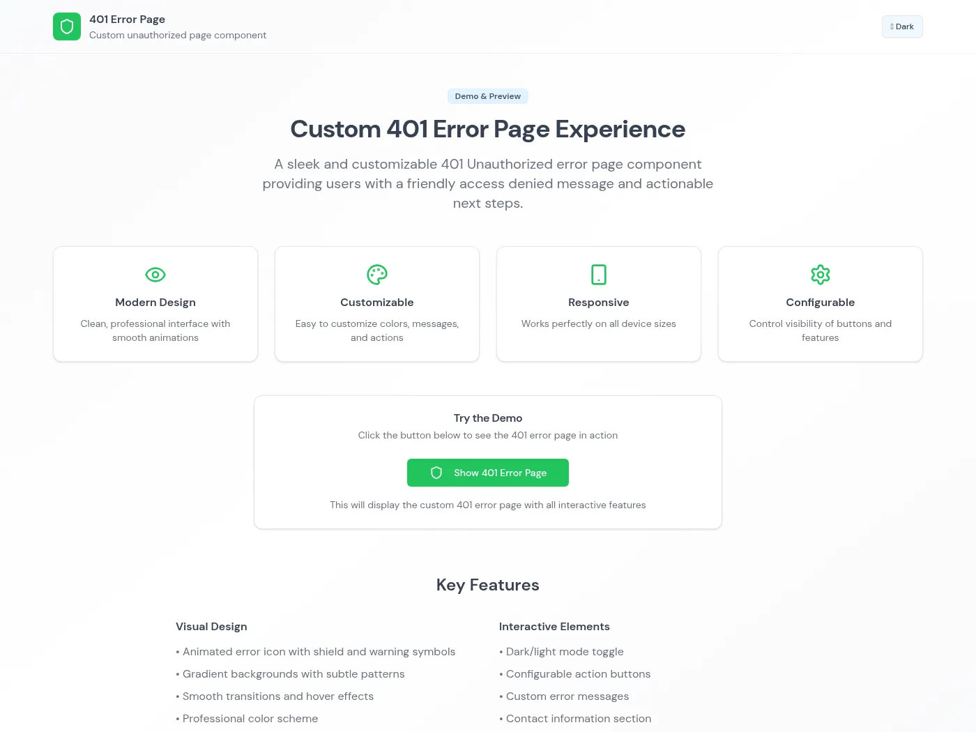 Custom 401 Error Page Experience