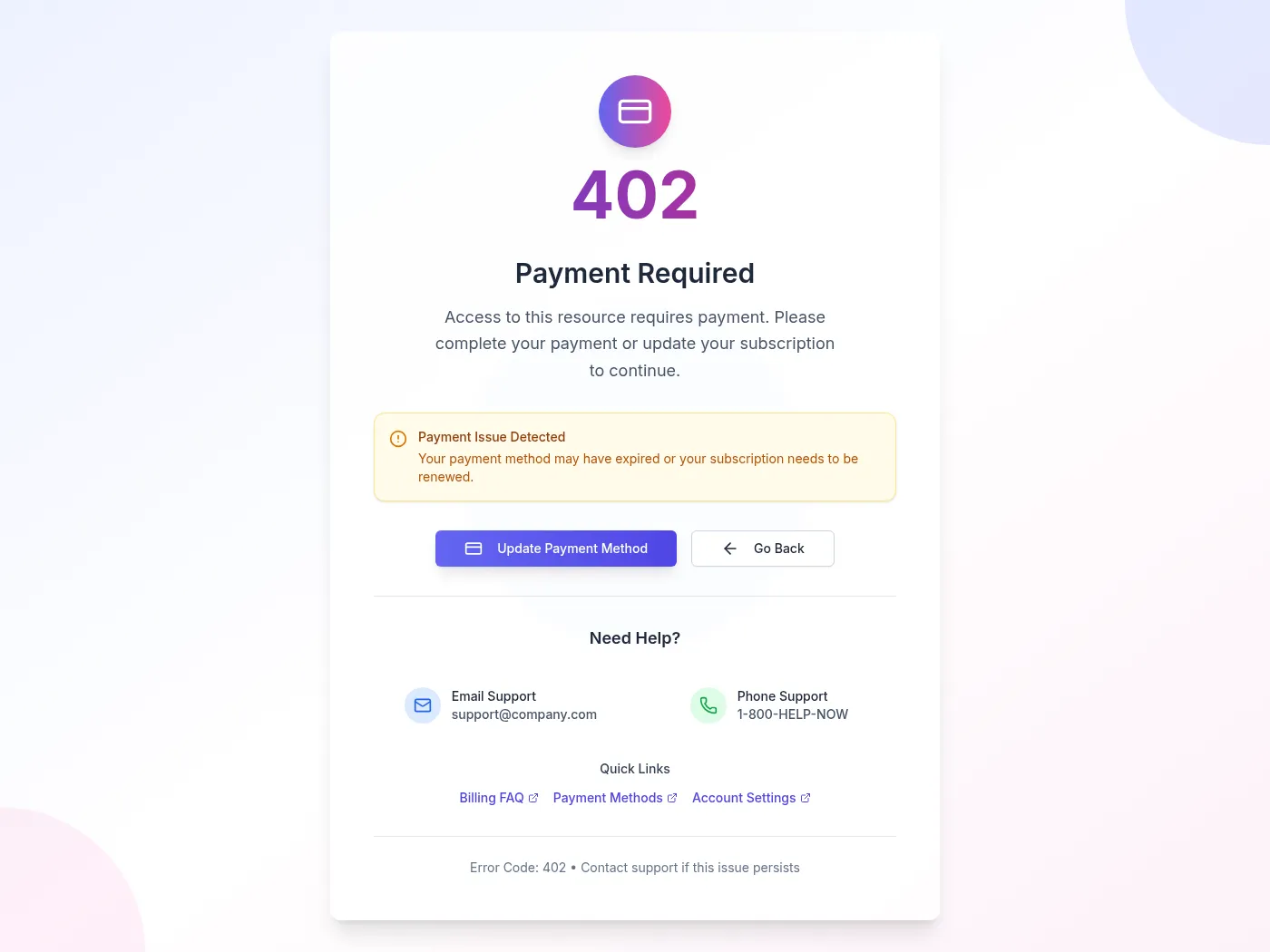 Custom 402 Payment Required Error Page