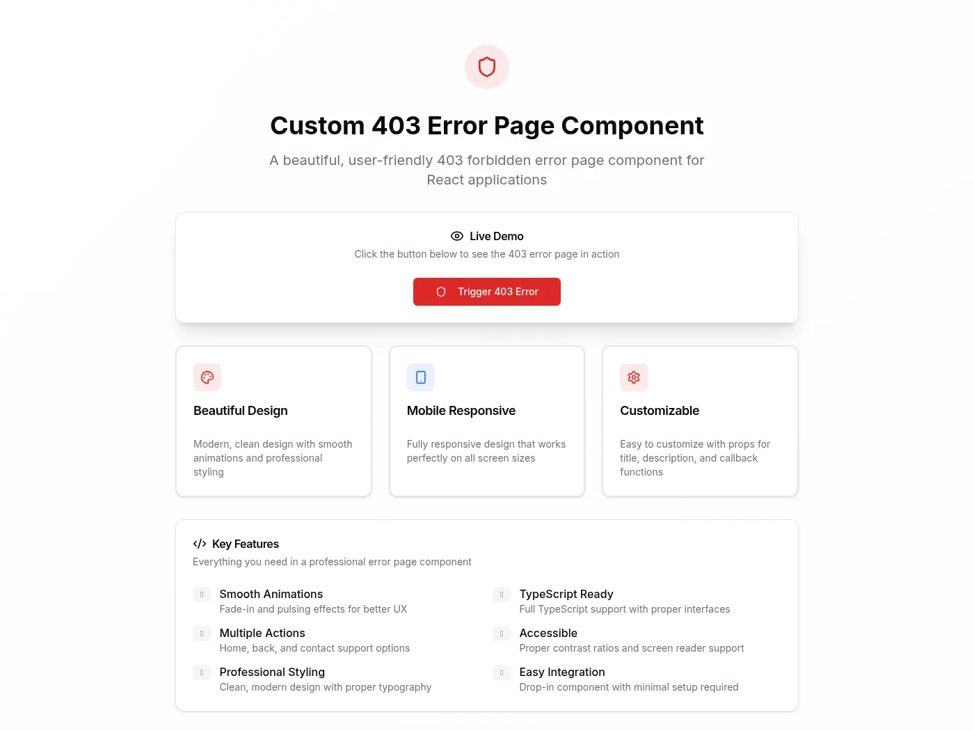Custom 403 Error Page Component