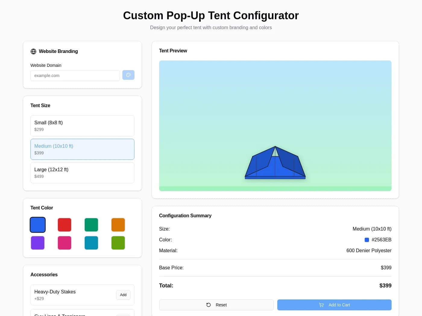 Custom Pop-Up Tent Configurator