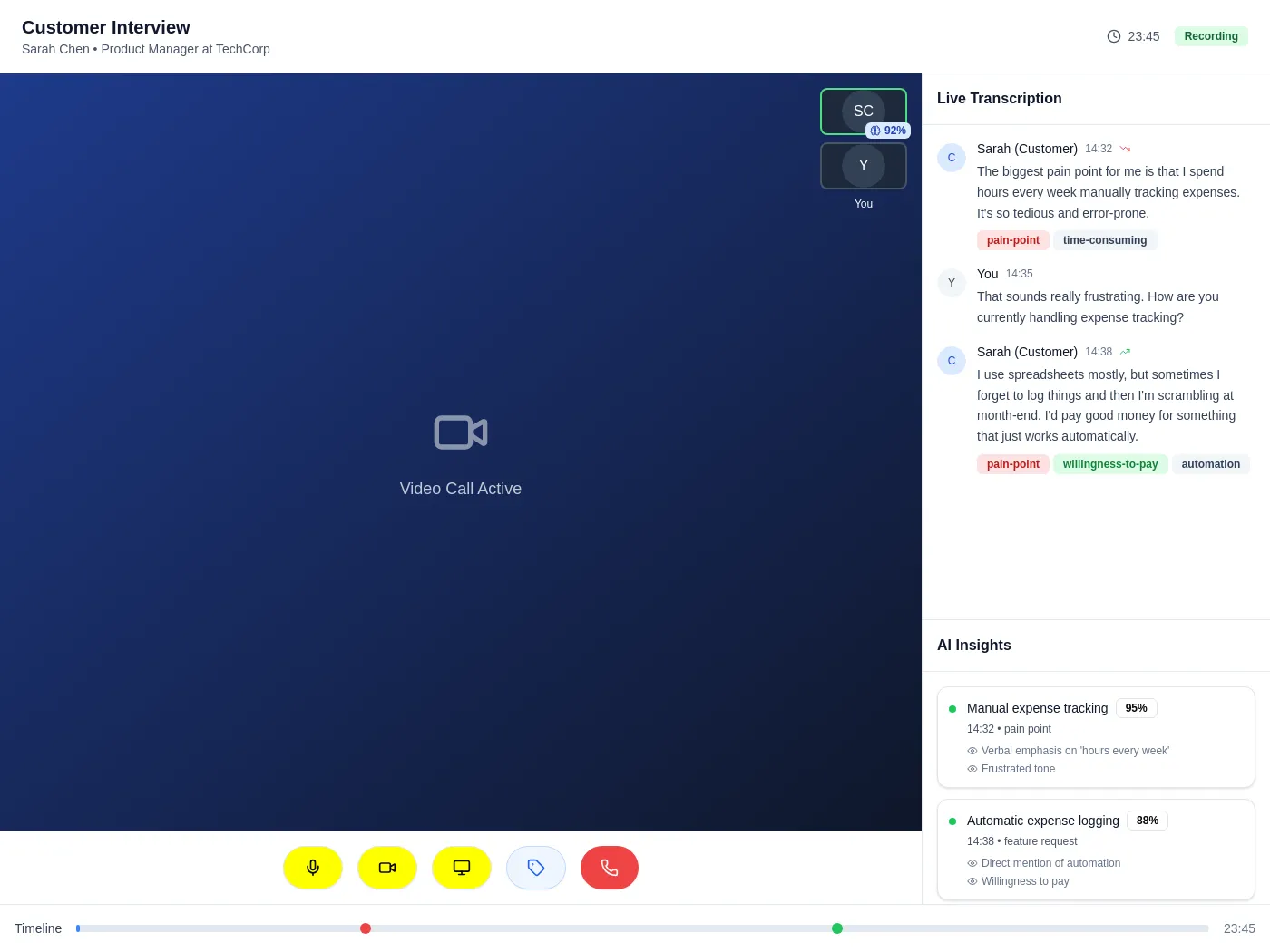 Customer Interview Analysis Video Call Platform