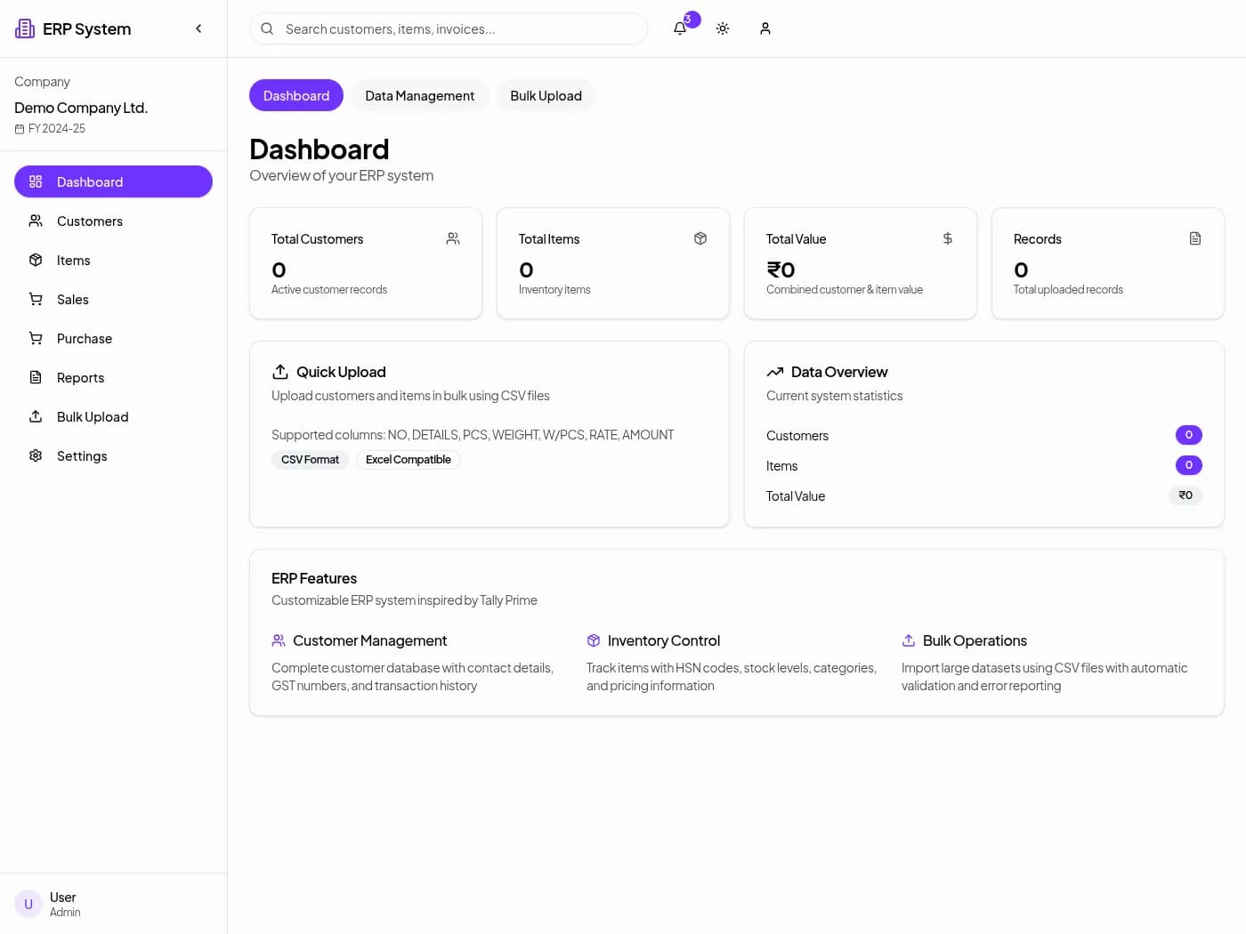 Customizable ERP System Inspired by Tally Prime