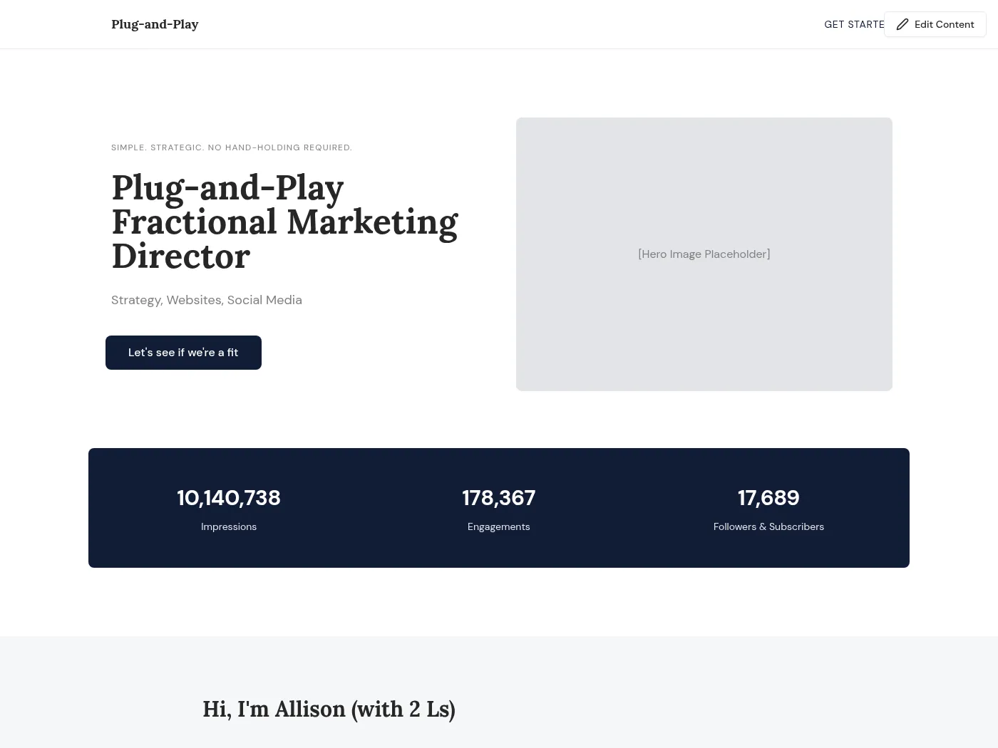Customizable Personal Portfolio Website Inspired by Allison Rossi