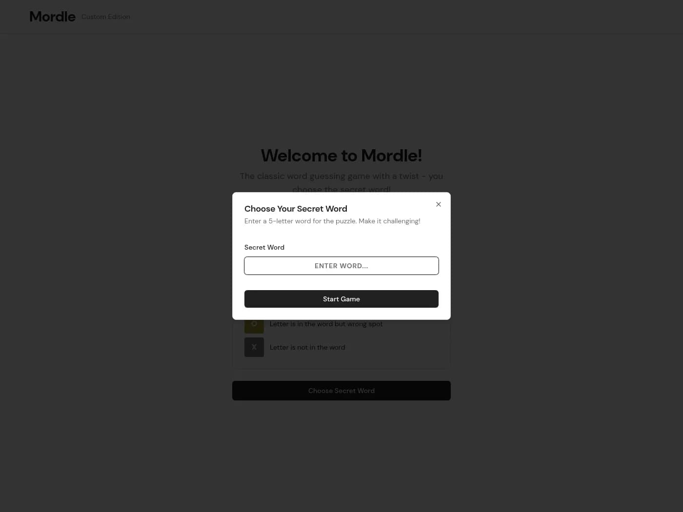 Customizable Wordle Game Web App
